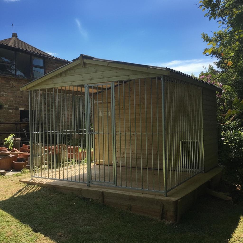 Front Entry Wymbury Deluxe Wooden Dog Kennel & Run 10ft x 10.6ft ...
