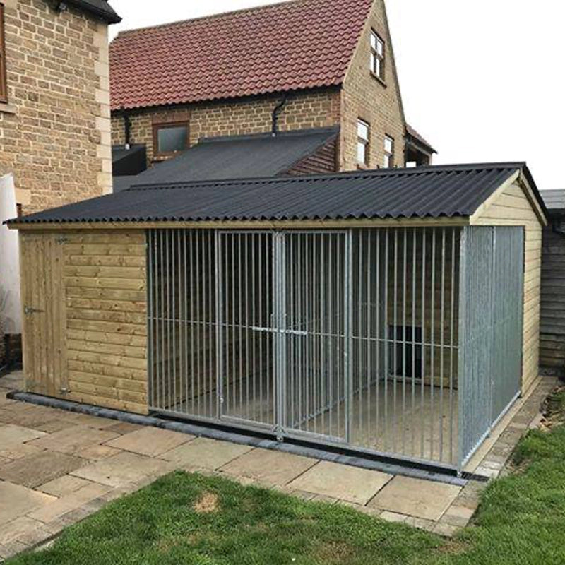 Kingsley 2-Bay Dog Kennel & Run 14x10'6ft & Storage Shed | Kennelstore